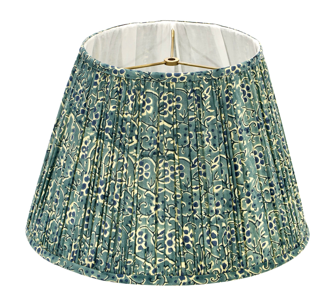 Ellie / Blue and Cream Block Print Pleated Empire Lampshade – Bibelot Home